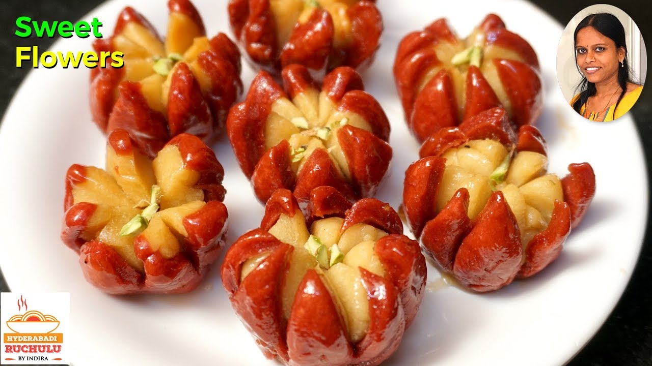 Sweet Flowers Recipe Preparation | Rose Sweet Flower Recipe in Telugu